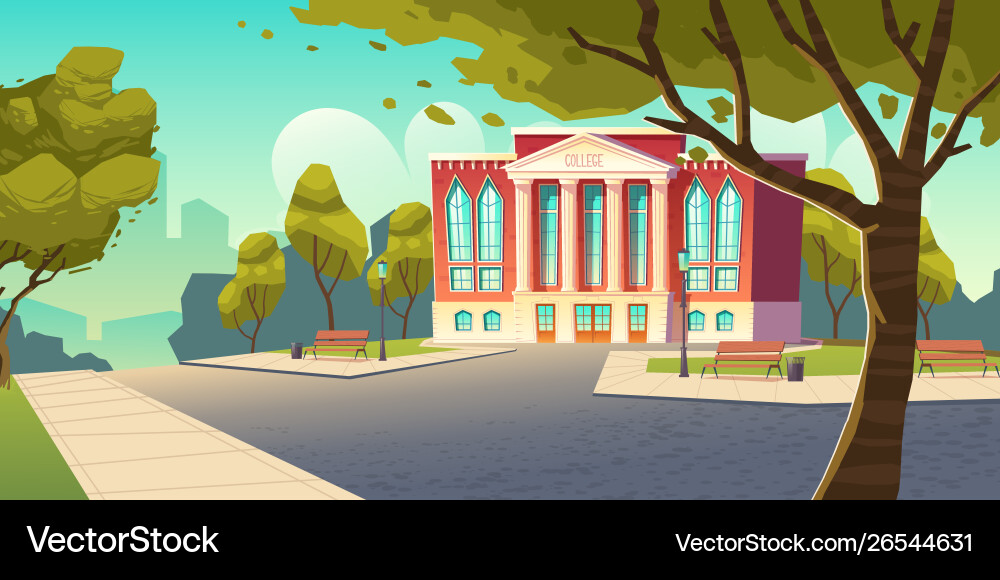 College Front Yard Royalty Free Vector Image - VectorStock