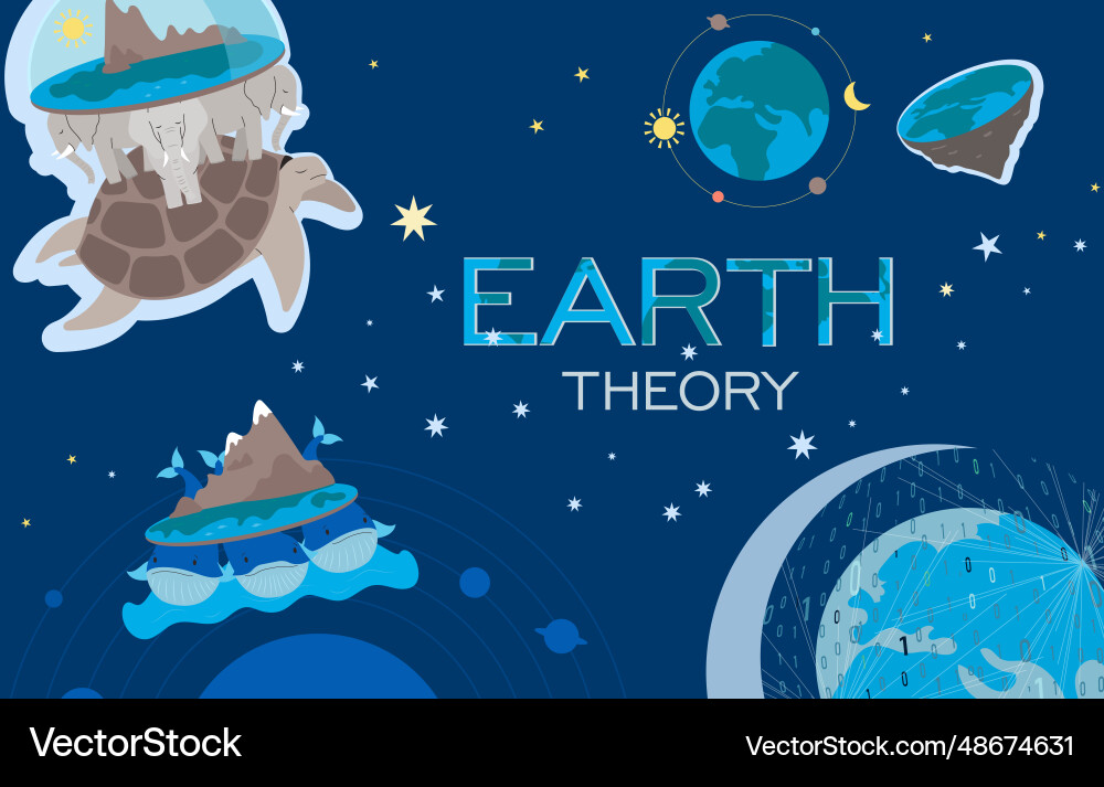 Earth theory flat collage Royalty Free Vector Image