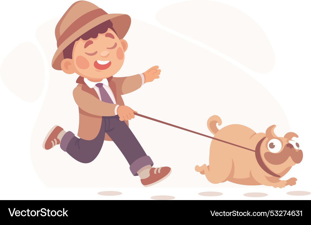 Inspecting detective boy character with dog Vector Image
