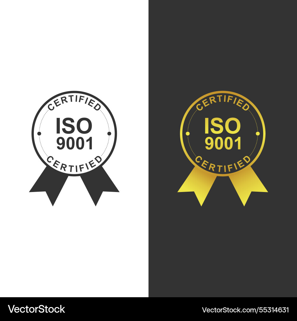 Iso 9001 certified label design image Royalty Free Vector
