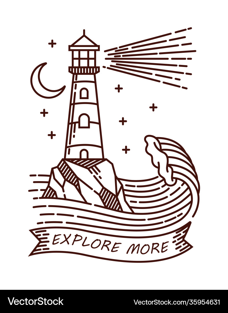 Lighthouse line Royalty Free Vector Image - VectorStock