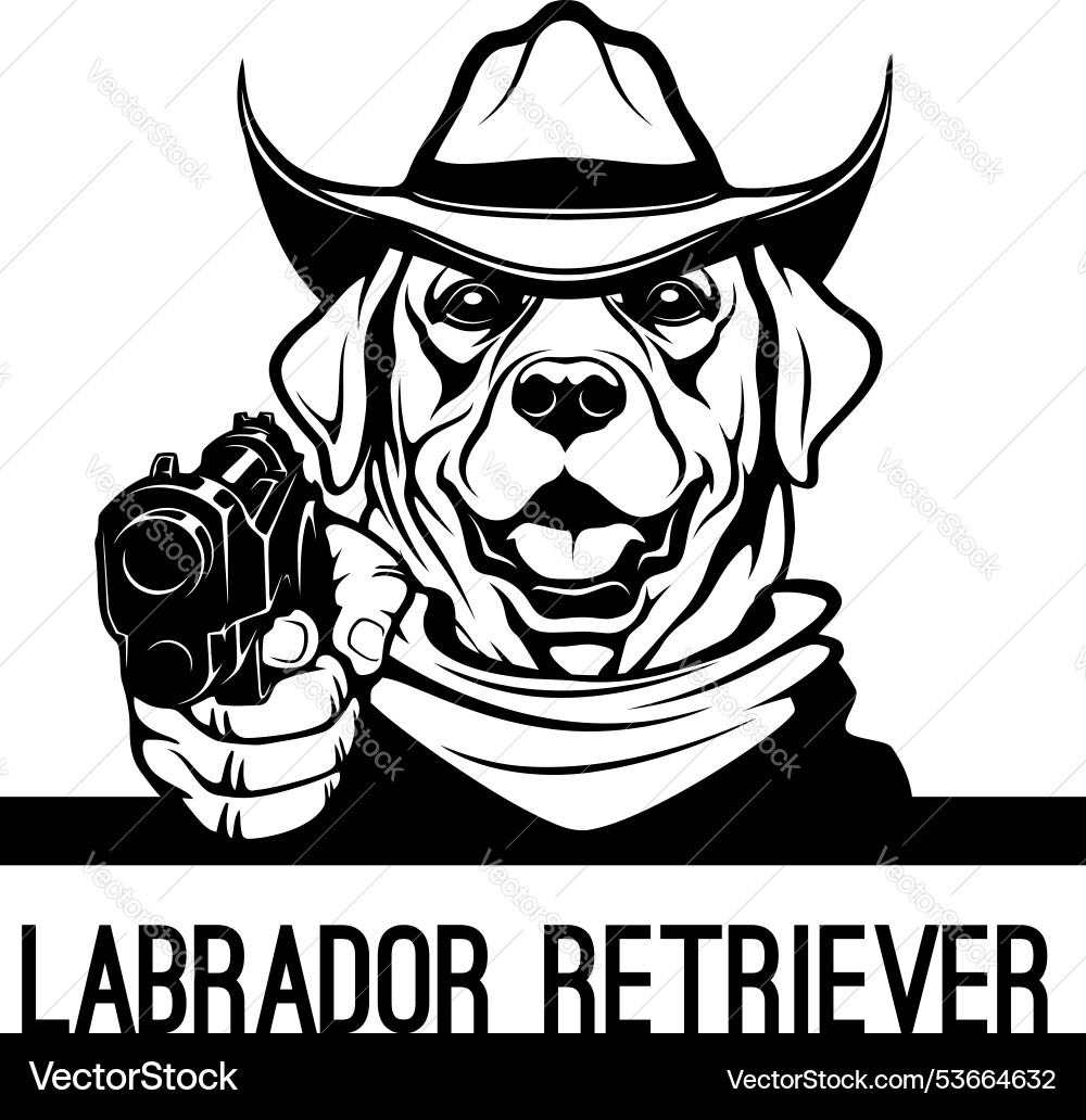 Bad labrador retriever with gun - dog Royalty Free Vector