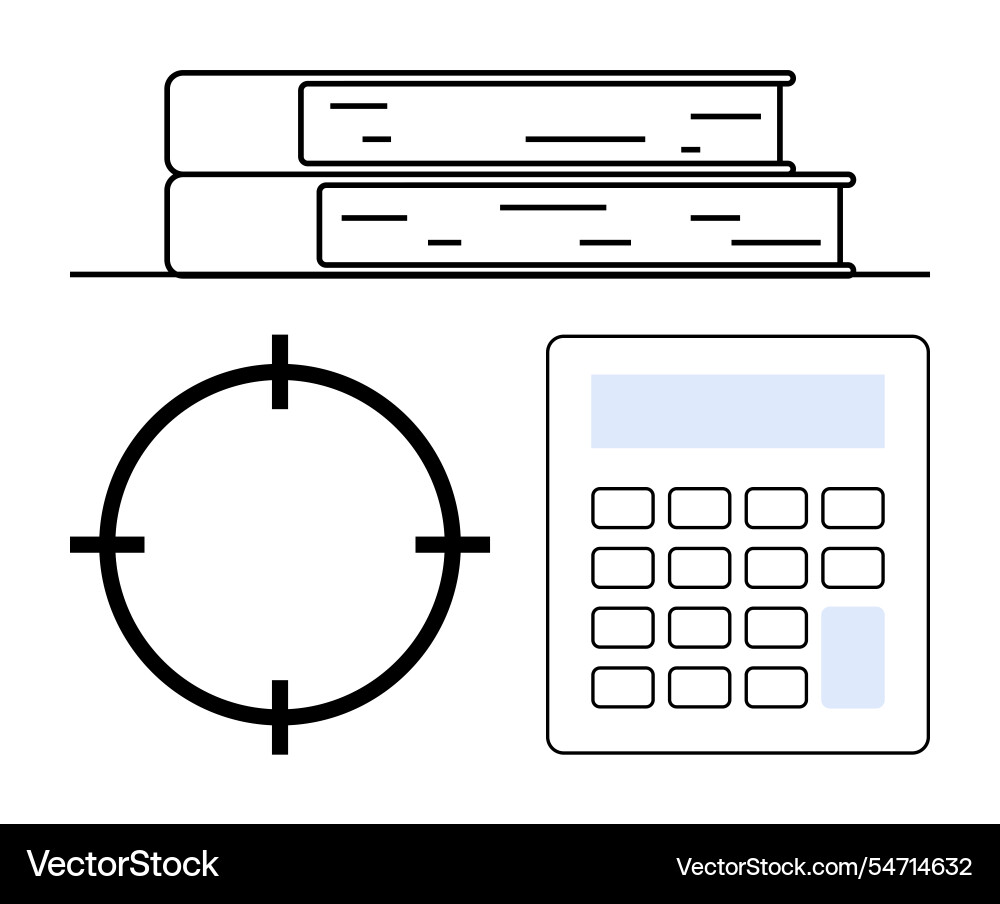 Books calculator and target essentials for study Vector Image