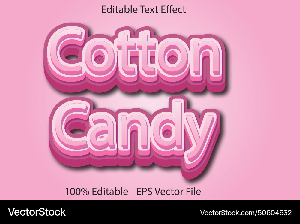 Cotton candy editable text effect 3d emboss style Vector Image