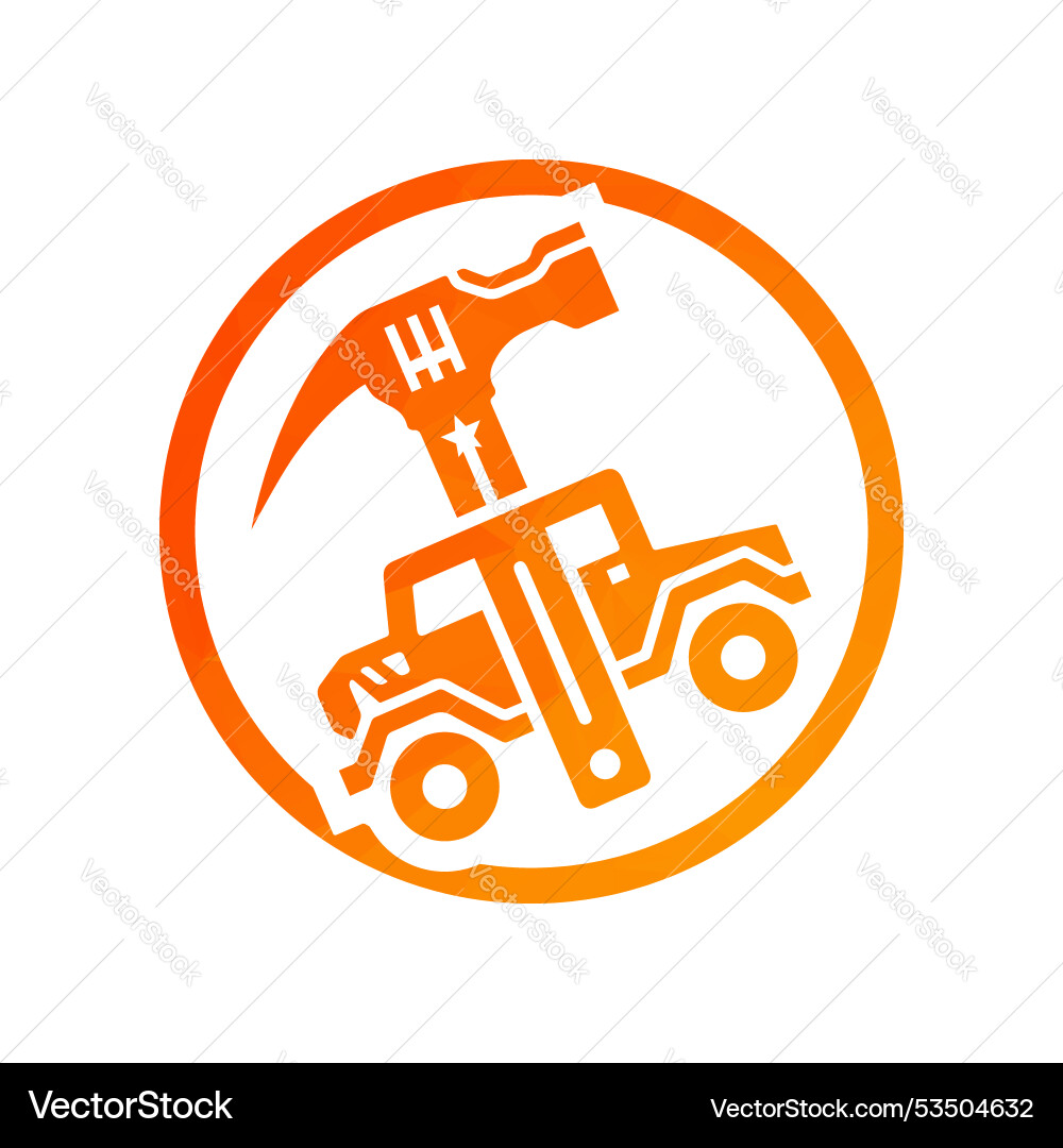 Creative orange hammer and jeep logo design symbol