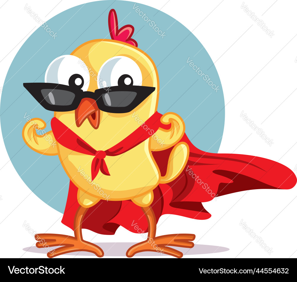 Cute superhero chicken character mascot Royalty Free Vector