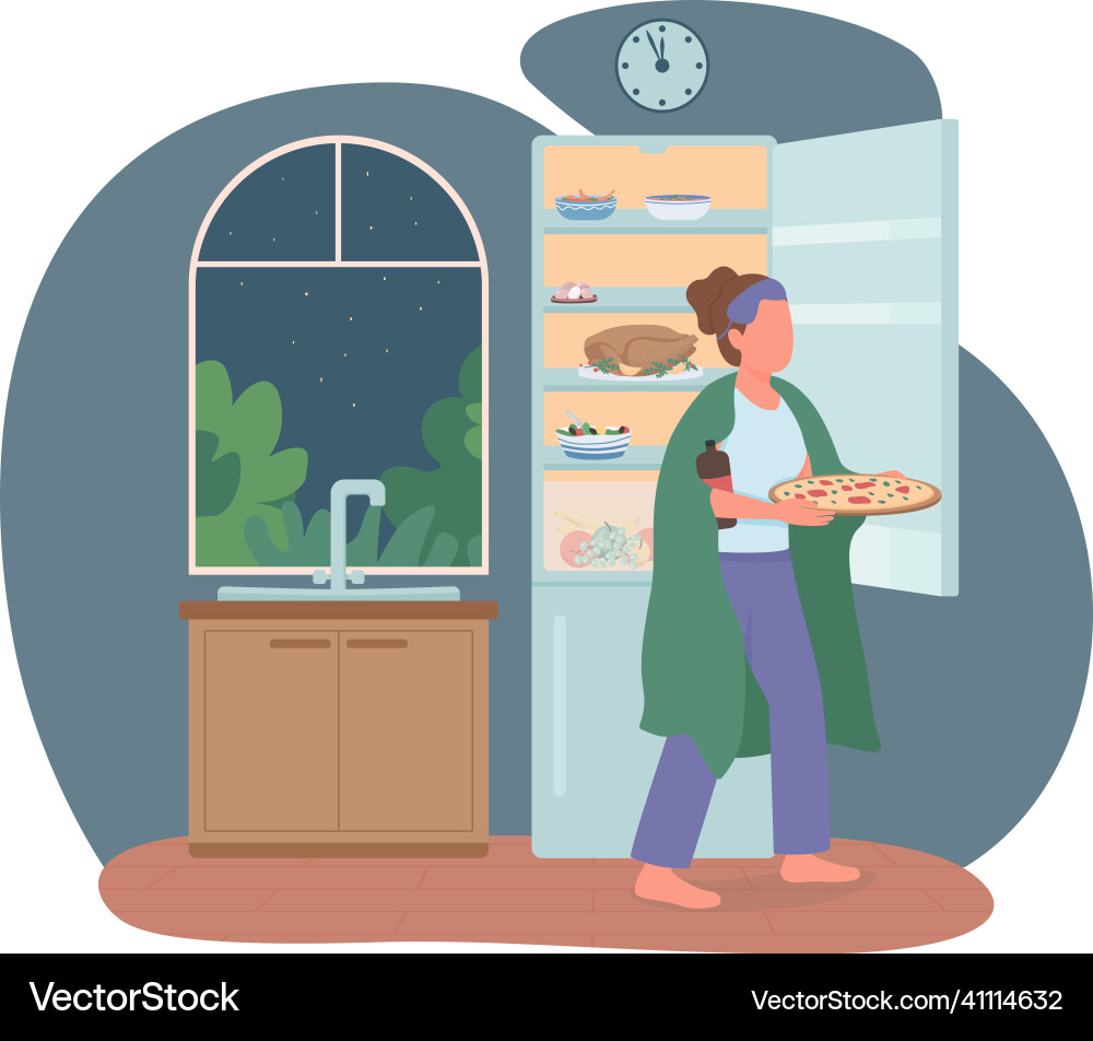 Late Night Kitchen Scene Royalty Free Vector Image