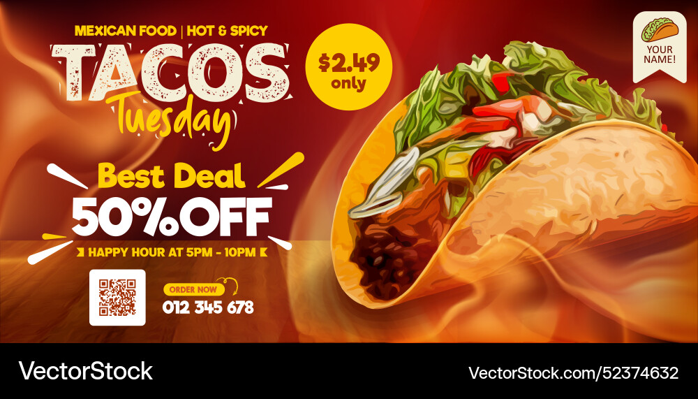 Mexican food tacos design template Royalty Free Vector Image