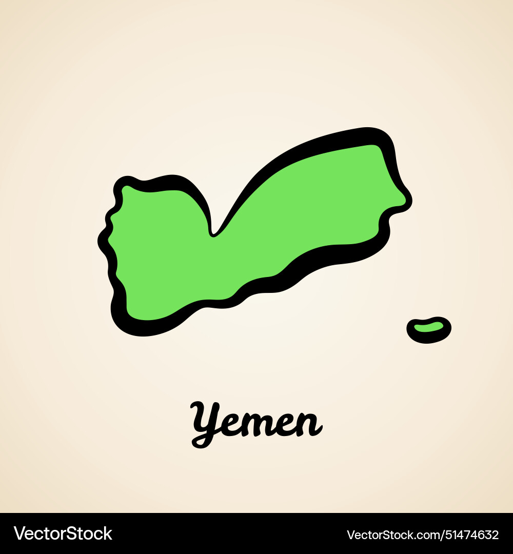 Yemen - outline map Royalty Free Vector Image - VectorStock