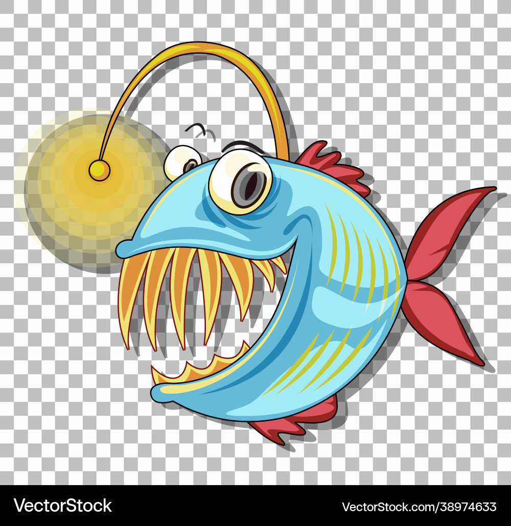 Angler fish cartoon character isolated Royalty Free Vector