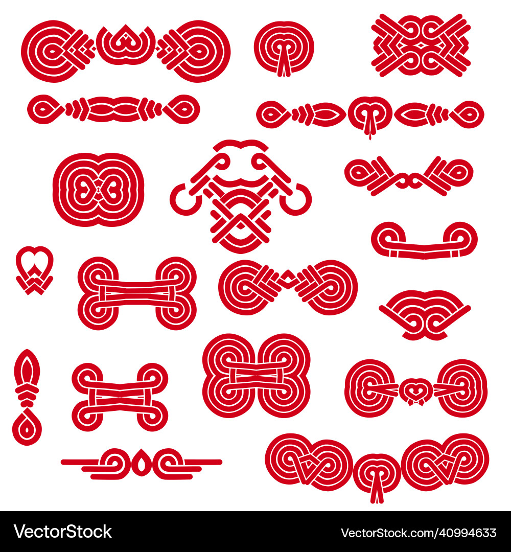 Chinese fasteners for qipao dresses Royalty Free Vector
