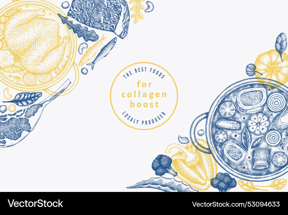 Collagen diet design template hand drawn healthy Vector Image