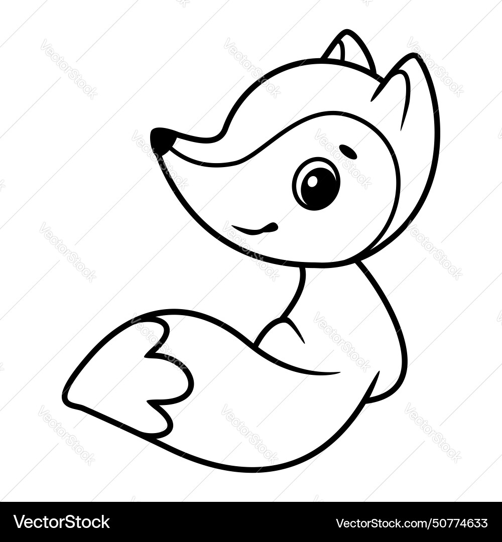 Fox coloring page cartoon Royalty Free Vector Image