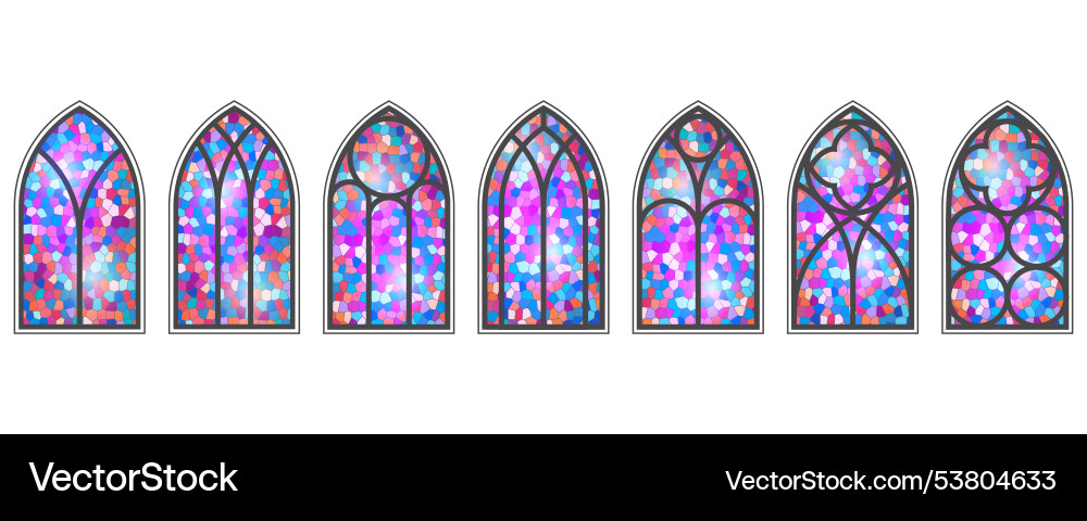 Gothic church window set cathedral arch frames Vector Image