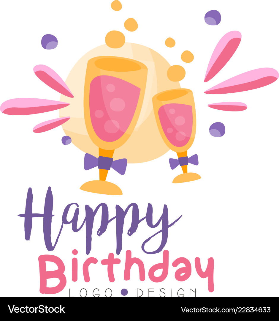 Happy birthday logo design colorful creative Vector Image