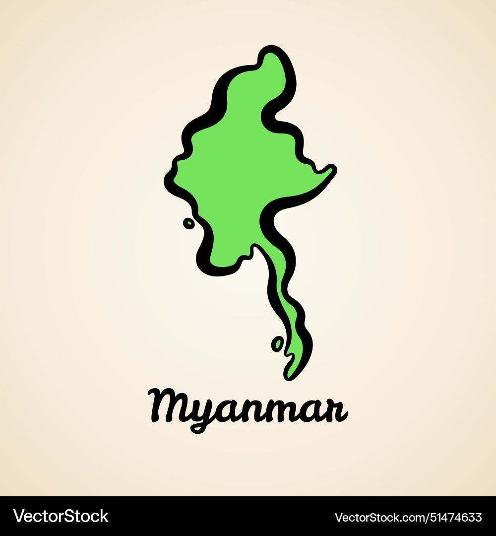 Myanmar - outline map Royalty Free Vector Image