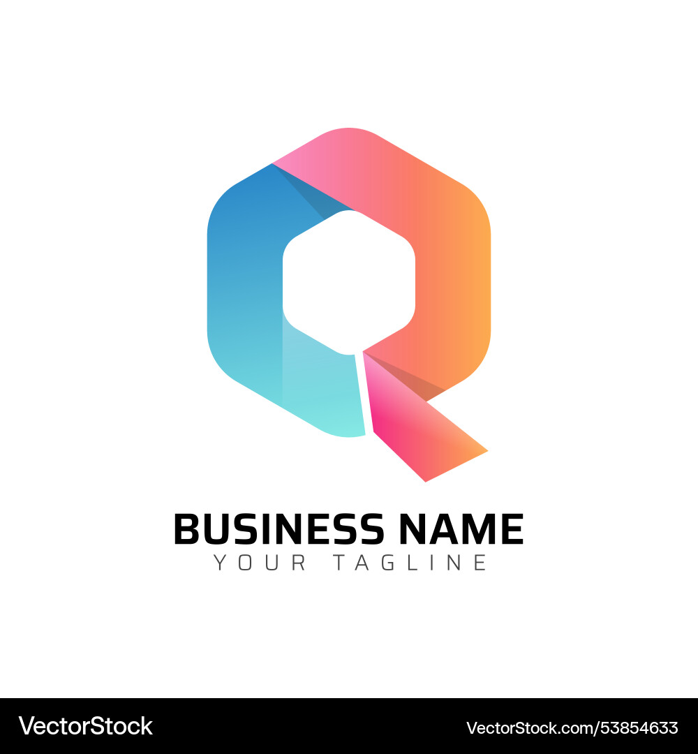 Q gradient colorful 3d pro logo Royalty Free Vector Image