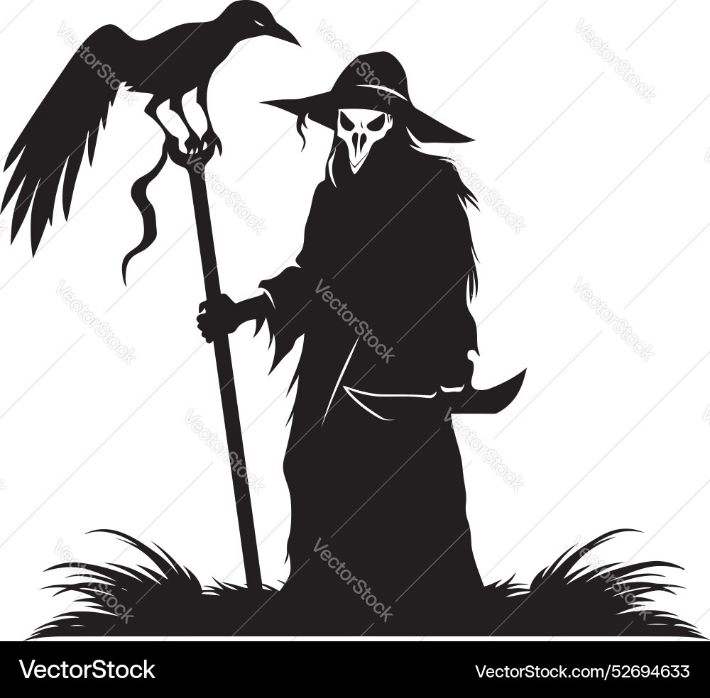 Ravens realm scythe icon mortal muse crow emblem Vector Image
