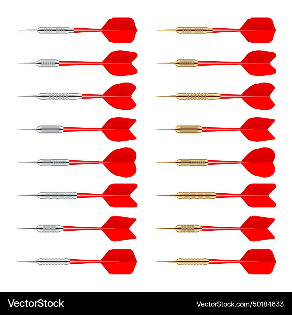 Red dart arrows with metal tip isolated on white Vector Image