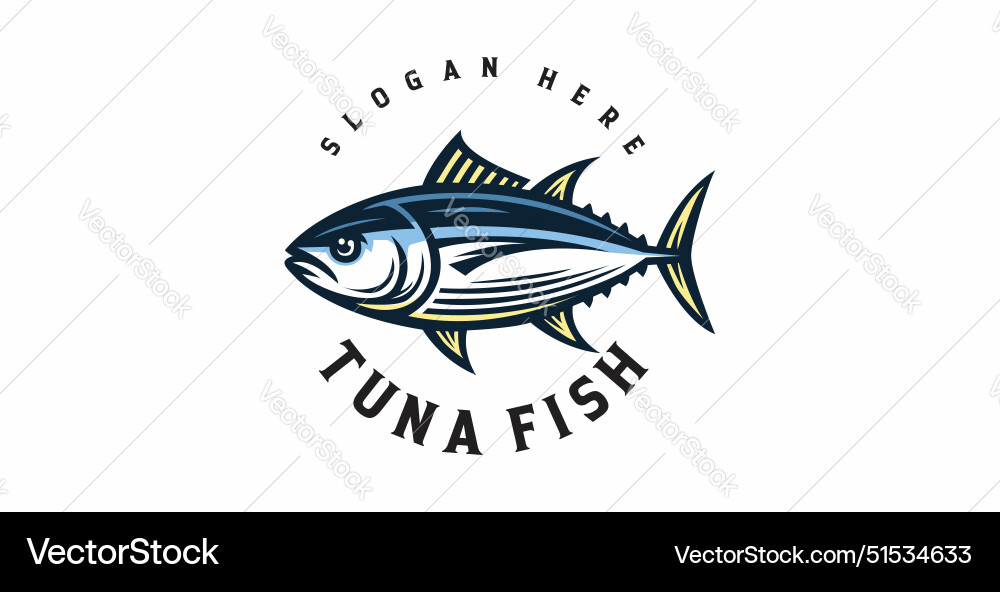 Tuna fish logo on white background Royalty Free Vector Image