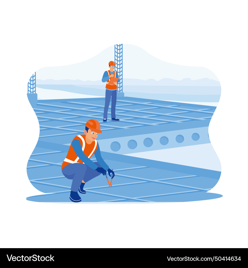 Construction engineers supervise and inspect Vector Image