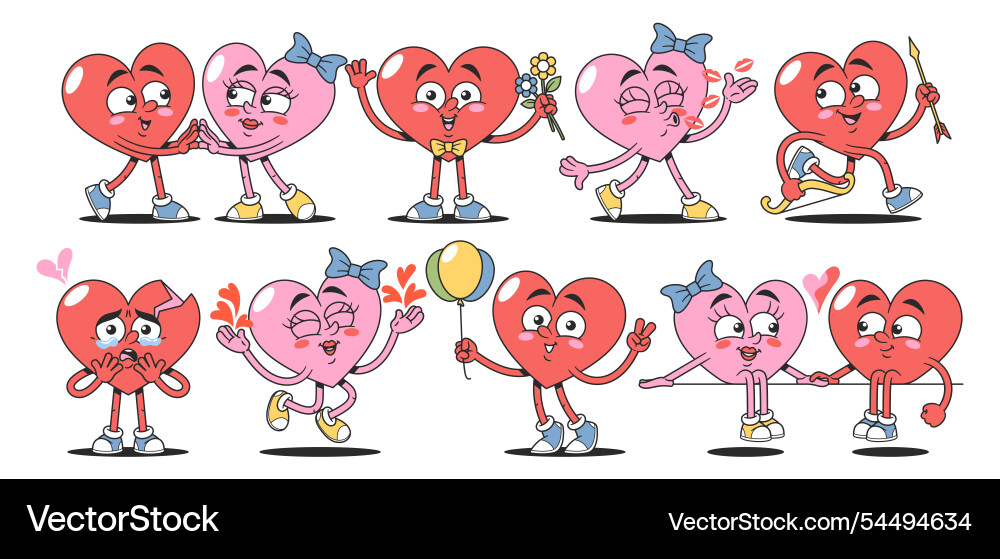 Cute hearts valentines day emoticons Royalty Free Vector