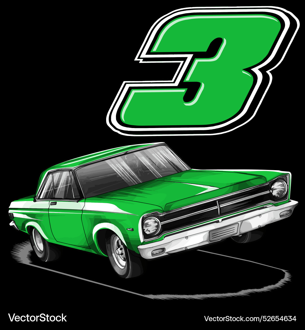 Green drag racing car with black strip Royalty Free Vector