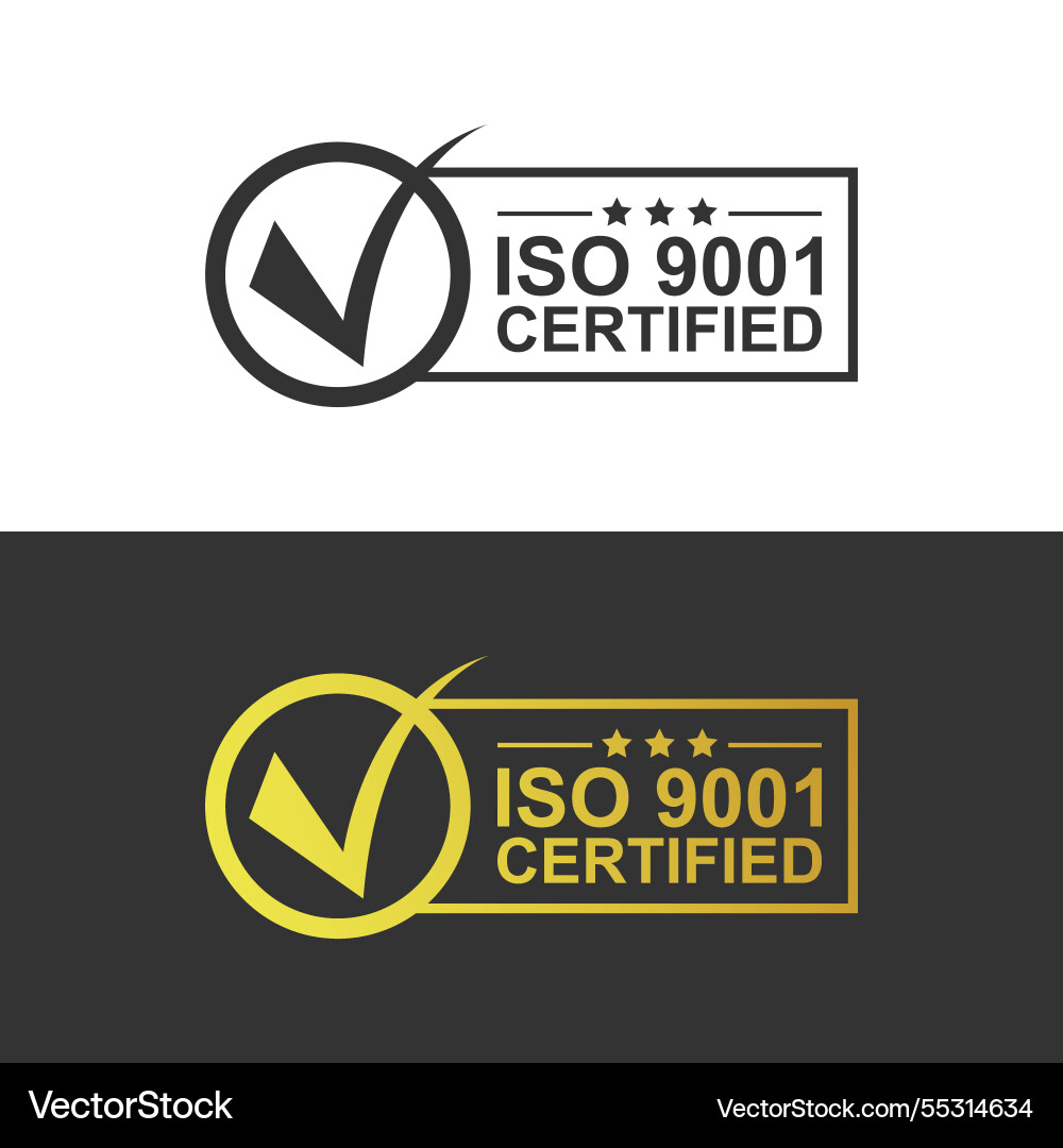 Iso 9001 certified label design image Royalty Free Vector