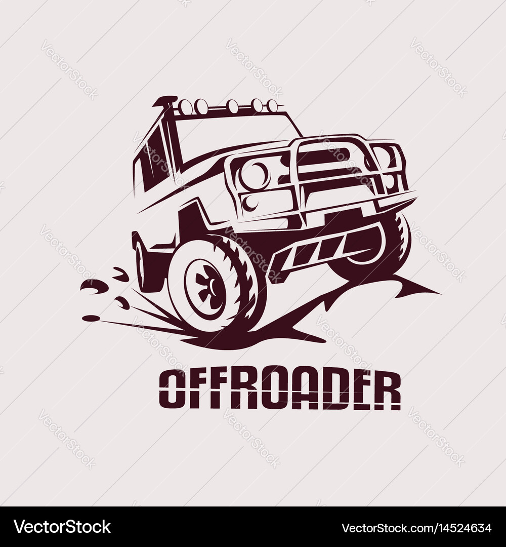 Offroad suv car monochrome template for labels Vector Image