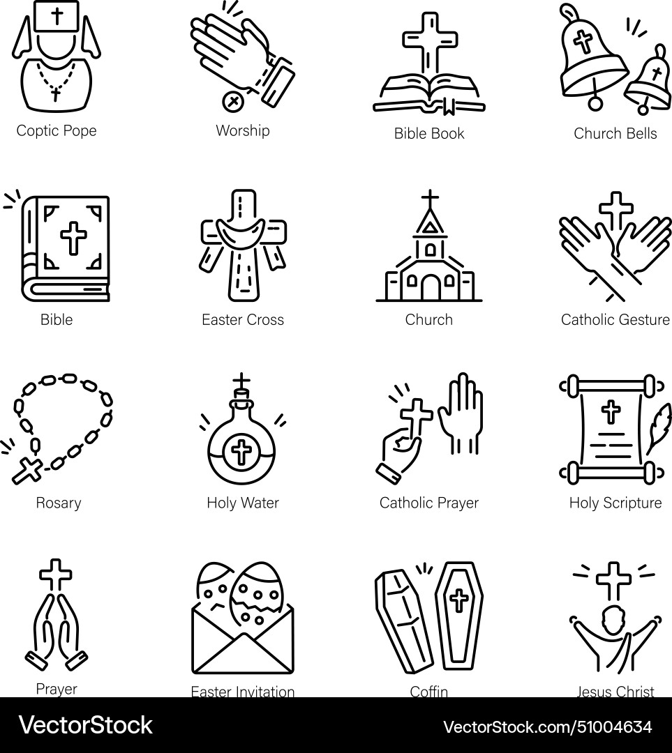 Pack of 16 orthodox linear icons Royalty Free Vector Image