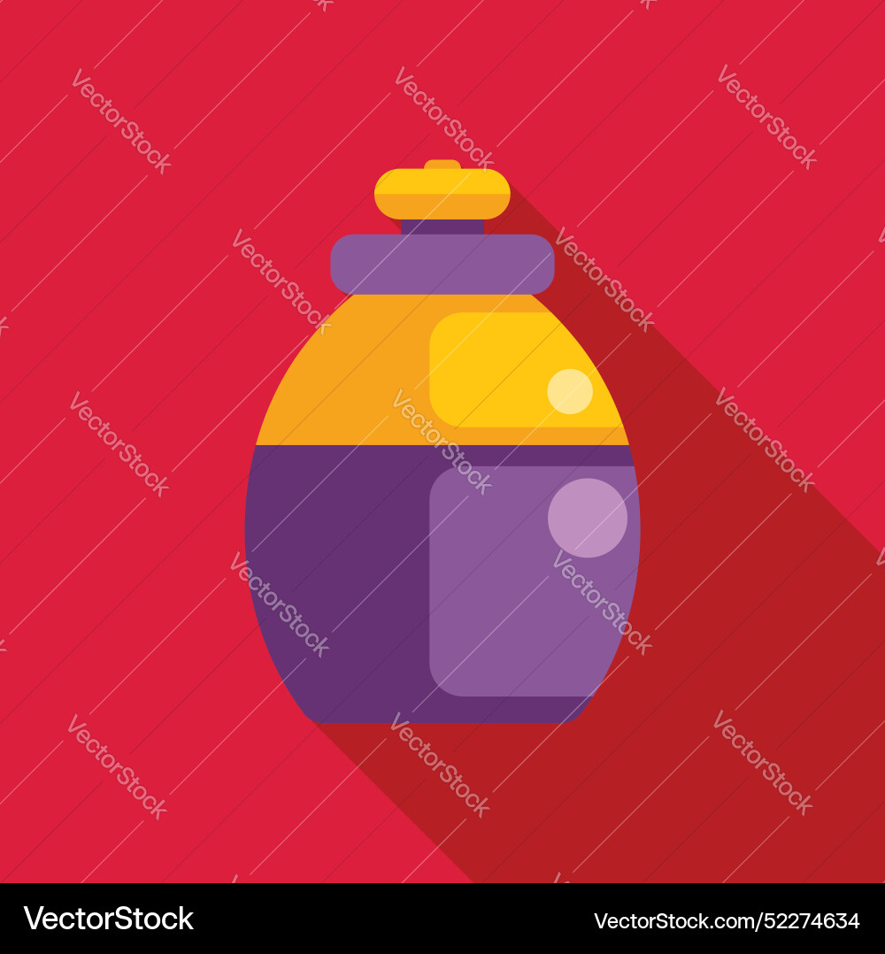 Purple and yellow bottle casting long shadow Vector Image