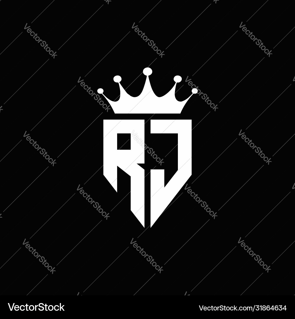 Rj logo monogram emblem style with crown shape Vector Image