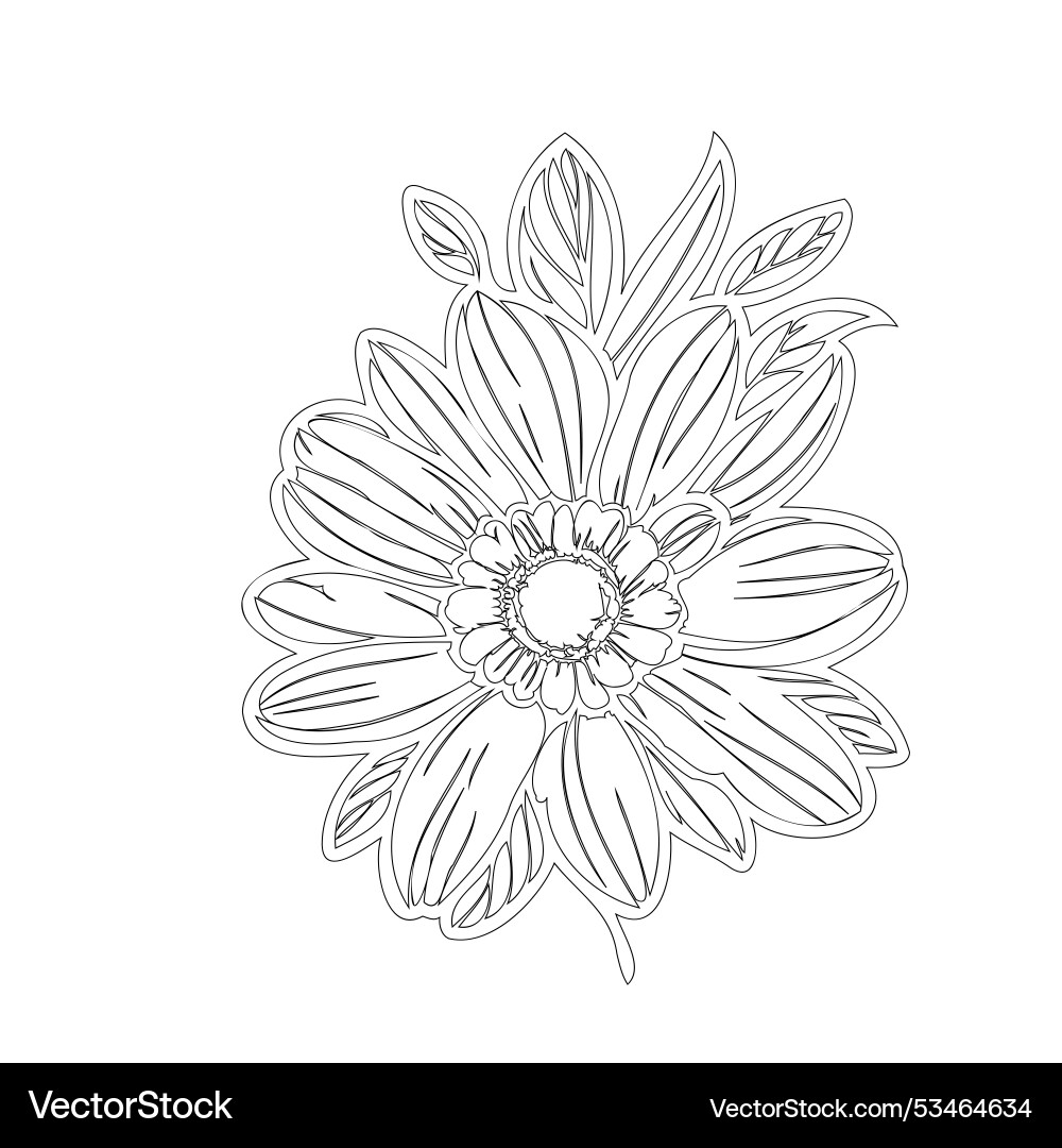 Sunflower outline sketch Royalty Free Vector Image