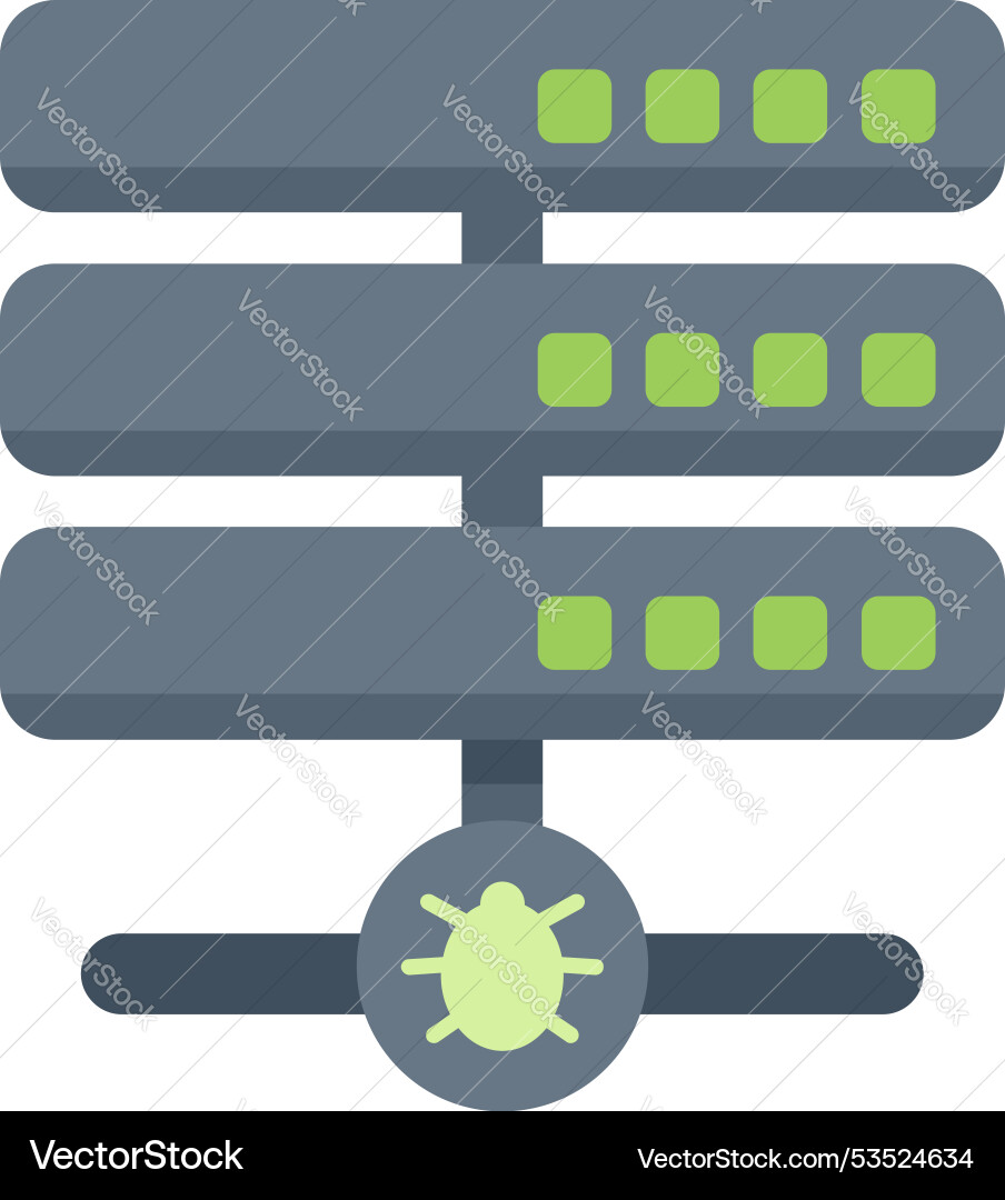 Virus detected on server showing data breach Vector Image