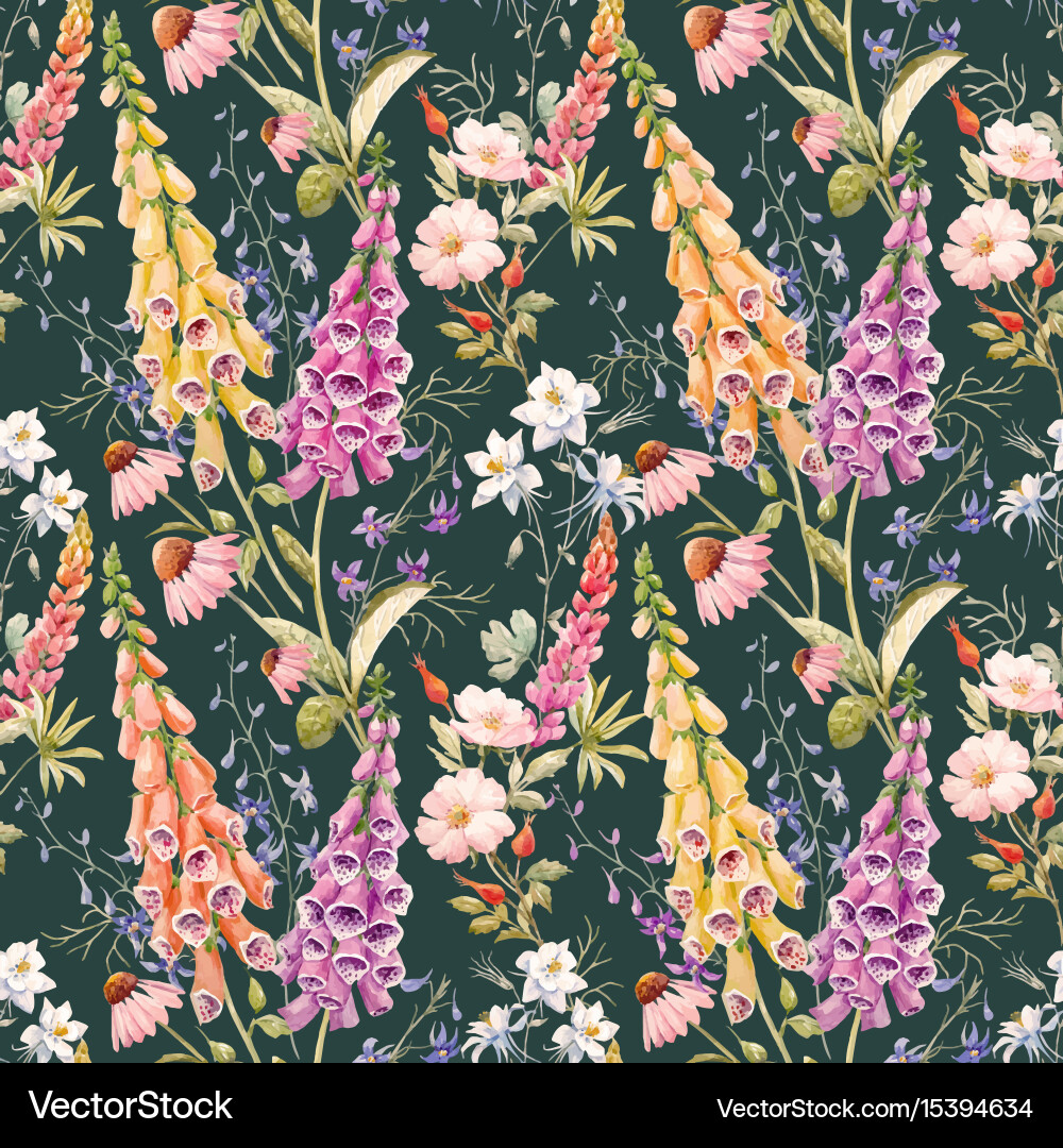 Watercolor floral summer pattern Royalty Free Vector Image
