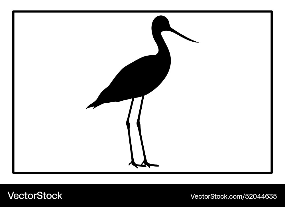 Avocet bird silhouette Royalty Free Vector Image