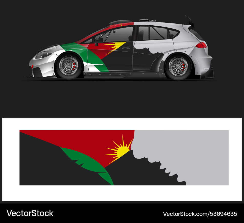 Car wrap design with premium template Royalty Free Vector