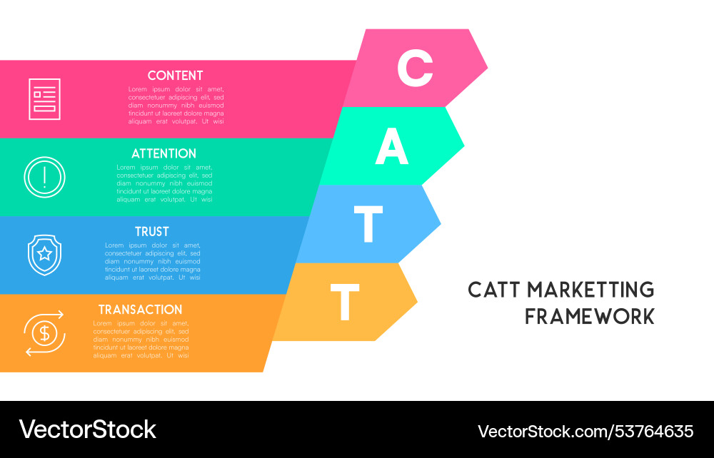 Catt marketing framework diagram with horizontal Vector Image