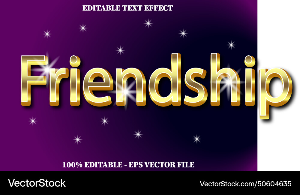 Friendship editable tect effect 3d emboss style Vector Image