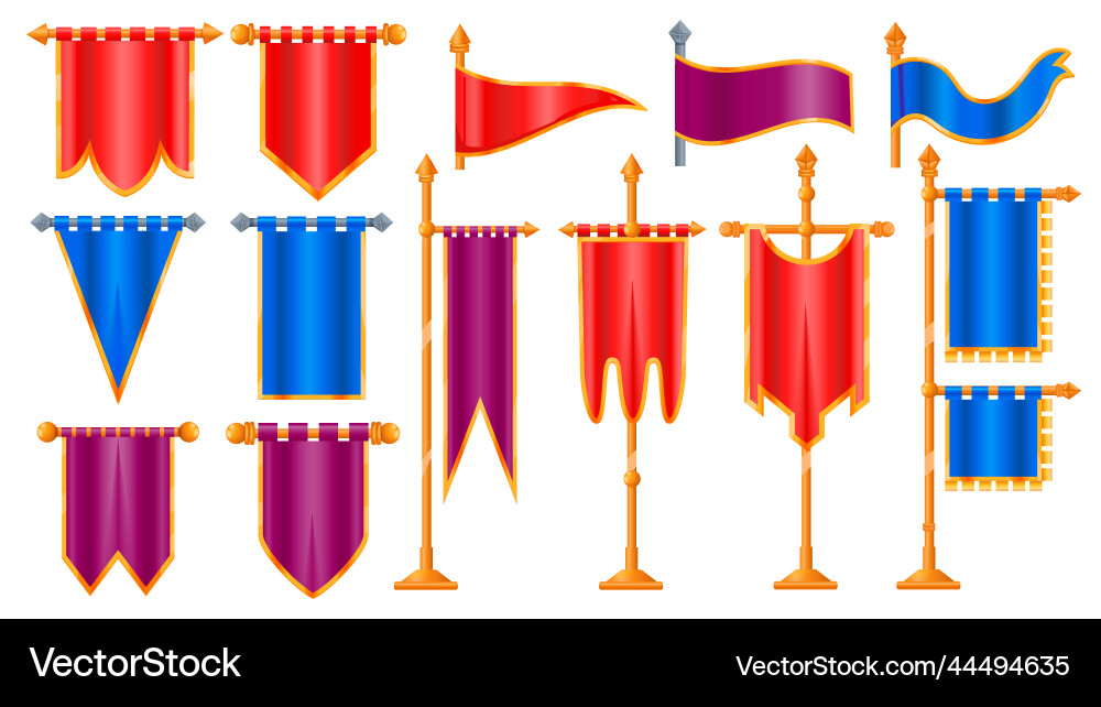 Medieval cartoon flags old victorian cloth for ui Vector Image