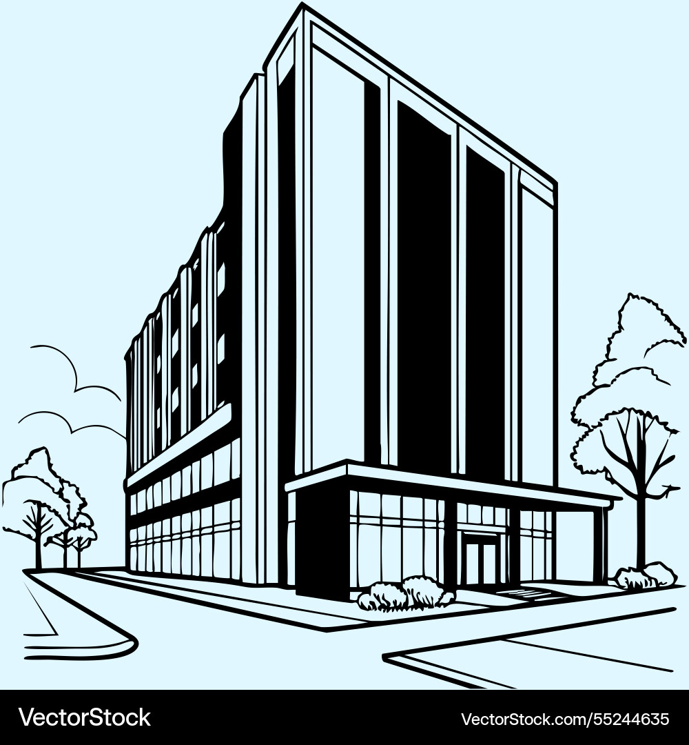 Minimalist building line art Royalty Free Vector Image