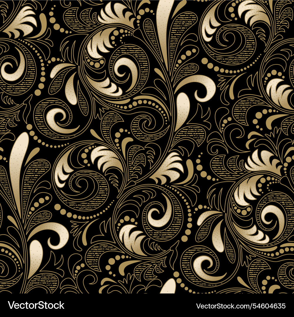 Seamless vintage floral damask Royalty Free Vector Image