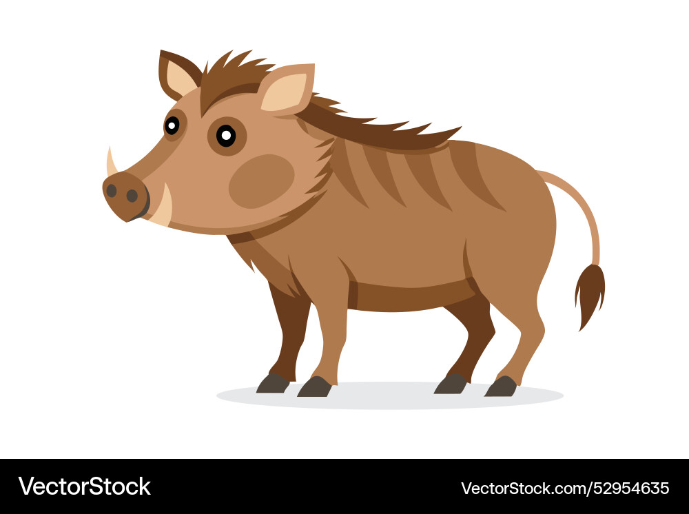 Warthog animal isolated flat on white background Vector Image