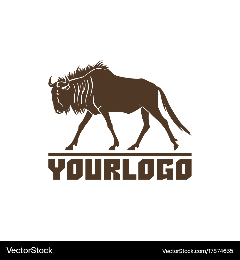 Wildebeest logo sign on white Royalty Free Vector Image