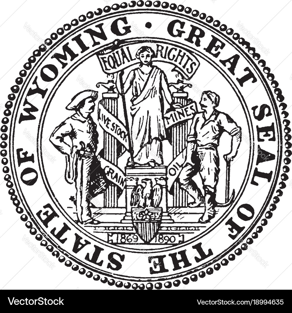 Wyoming State Seal - Vintage Engraving Royalty Free Vector