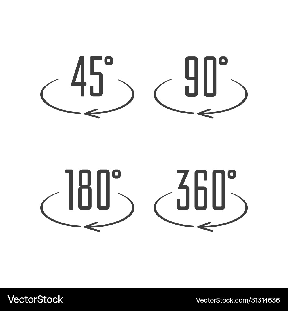 Angle Degree Icons - Rotation Symbols Royalty Free Vector