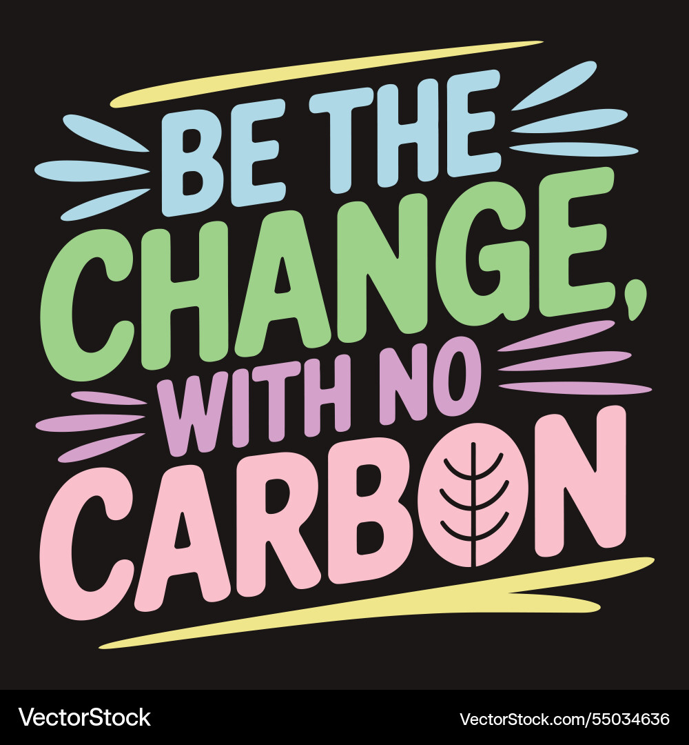 Be the change with no carbon activism typography Vector Image