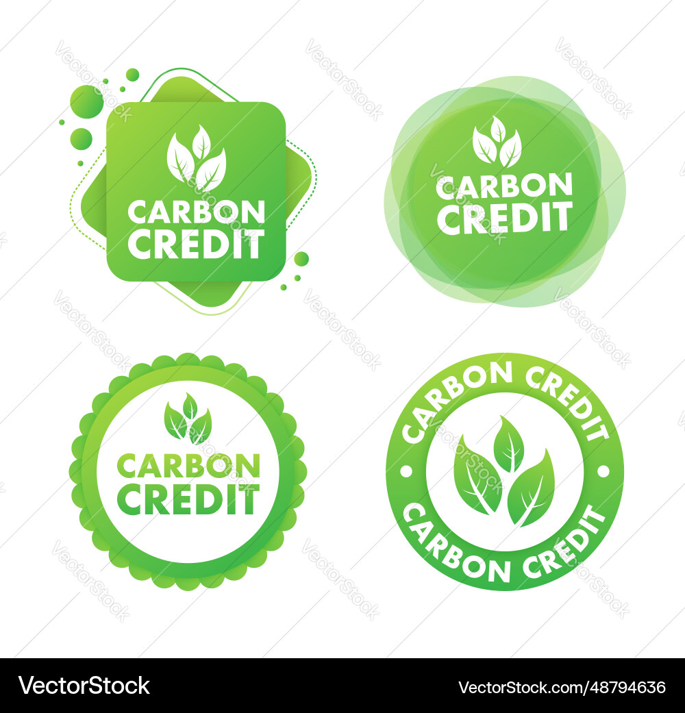 Carbon Credit Green Signs - CO2 Reduction Vector Image