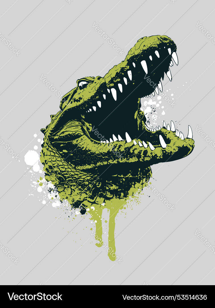 Grunge crocodile head Royalty Free Vector Image