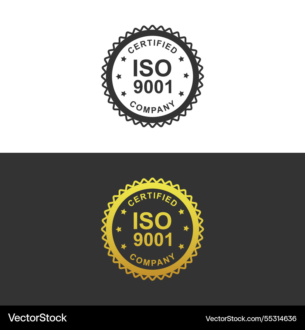 Iso 9001 certified label design image Royalty Free Vector